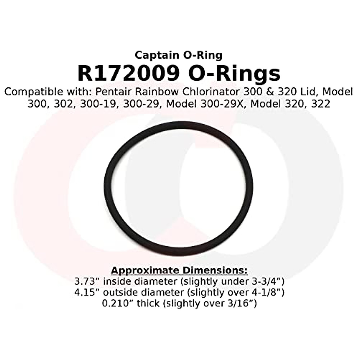 Captain O-Ring – Replacement R172009 O-Rings for Pentair Rainbow Chlorinator 300 & 320 Lid, Chlorine Resistant (2 Pack)