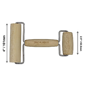 Creative Hobbies Hardwood Pony Roller - 2 in 1 Design Dual Roller Tool for Ceramic, Pottery Clay Working, Rhinestone Embroidery Diamond Painting, Craft Clay Roller, Wooden Roller