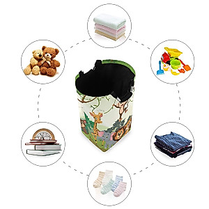 senya Jungle Animals Large Storage Basket with Handles Collapsible Organizer Bin Laundry Hamper for Nursery Clothes Toys