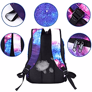 E-Clover Galaxy Backpack for Women/Men School Bookbag for Girls with Galaxy Lunch Boxes Lightweight Travel Daypack Purple Christmas Gifts