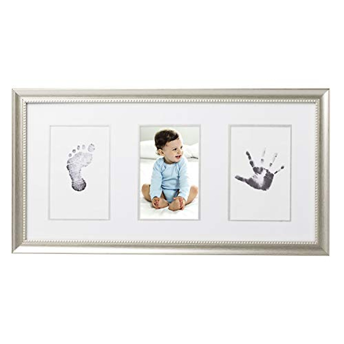 Lil Peach Deluxe Baby Prints Keepsake Frame, Makes Perfect Nursery Décor, Creative Baby Gift, or Addition to Baby Registry, Silver