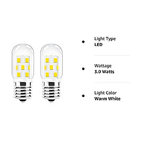 LED Microwave Light Bulb Over Stove Appliance 8206232A 40W Incandescent Equivalent, E17 LED Bulb Dimmable for Refrigerator, Range Hood, 3W 380LM Warm White 3000K, T7 Intermediate Base, Pack of 2