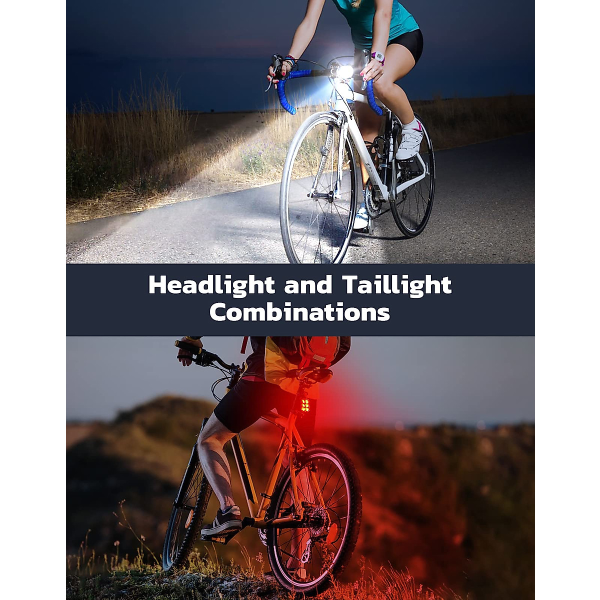 Zewdov Bike Lights for Night Riding, USB Rechargeable Bike Lights Front and Back, Waterproof IP65 Bicycle Light, 4+6 Modes Bike Headlight and Tail Light Set,1.5 Hrs Fast Charging, Easy to Install