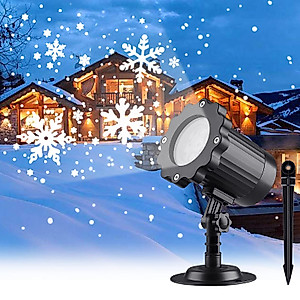 SYOND Christmas Snowflake Projector Lights Outdoor Indoor, Highlight White Snow LED Snowfall Show Projection Lamp,IP65 Waterproof Decorative Lighting for Xmas Home Party Wedding Garden Patio Landscape