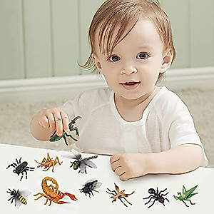 SIENON Realistic Insect Toys Figures-12Pcs Large Plastic Bugs Figurines Set with Ladybug Bee Butterfly Ant Cricket Mantis Scorpion Spider-School Project Halloween Insect Theme Birthday Party Favors