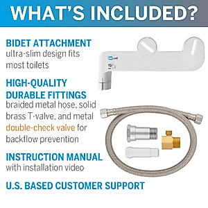 Waterpik BeWell Bidet Attachment BDT-001 Non-Electric Water Spray Angle and Adjustable Pressure, Self-Cleaning, Easy DIY Installation Toilet Seat Sprayer, White