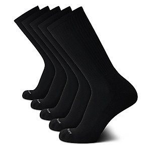 Van Heusen Men's Crew Socks - 5 Pack Performance Cushion Comfort Crew Socks - Breathable Athletic Socks for Men (6-12.5), Size 6-12.5, Black