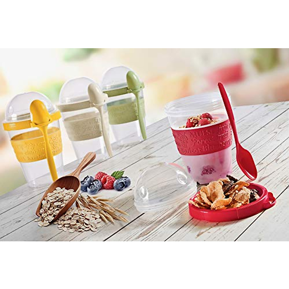 Take 'n' Go 600ml | Yoghurt Pot | Granola Pot | Muesli Pot | Cereal Pot | Premium Pot with Spoon and Spoon Holder (BPA Free/Leakproof/Dishwasher Safe)