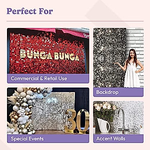 HOUSE OF PARTY Black Shimmer Wall Backdrop -36 Panels Square Sequin Shimmer Backdrop for Birthday Wedding Anniversary Engagement Baby Shower & Bachelorette Decorations Party