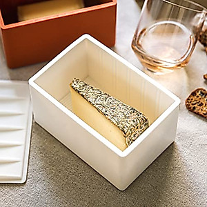 CapaBunga Cheese Vault with Divider - Reusable Artisan Cheese Storage Container for Fridge - Food Grade Silicone Cheese Container 6x4x3.5” - Cheese Keeper for Refrigerator - White Cheese Holder