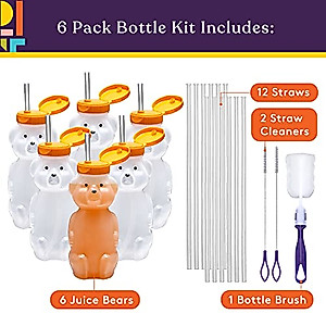 Special Supplies Honey Bear Straw Cup with Long Straws, 6 Pack, Squeezable Therapy and Special Needs Assistive Drink Containers, Spill Proof and Leak Resistant Lids