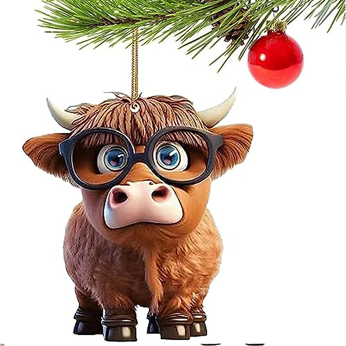 2Pcs Cute Cartoon Cow Car Pendant Home Tree Decoration, Christmas Tree Ornament, Home Decor,Highland Cow Pendants Christmas Tree Decorations