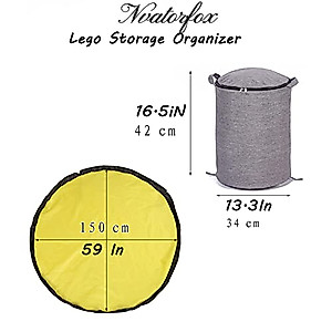 Nvatorfox Toys Storage Organizer with Play Mat, 16.5"*13" Toy Holders for Small Toys, Building Bricks Toy Storage Organizer - Tidy with Ease - Toy Blocks Mat Storage Bag - Collapsible Canvas Bag/Bin - Drawstring Playmat for Living Room, Nursery, Playroom