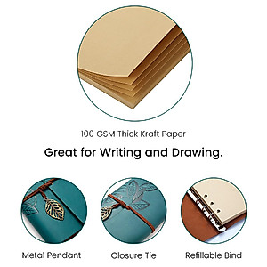 BEYONG Leather Journal Notebook, Daily Diary Gifts for Women Men (Brown, 5"x7.2")