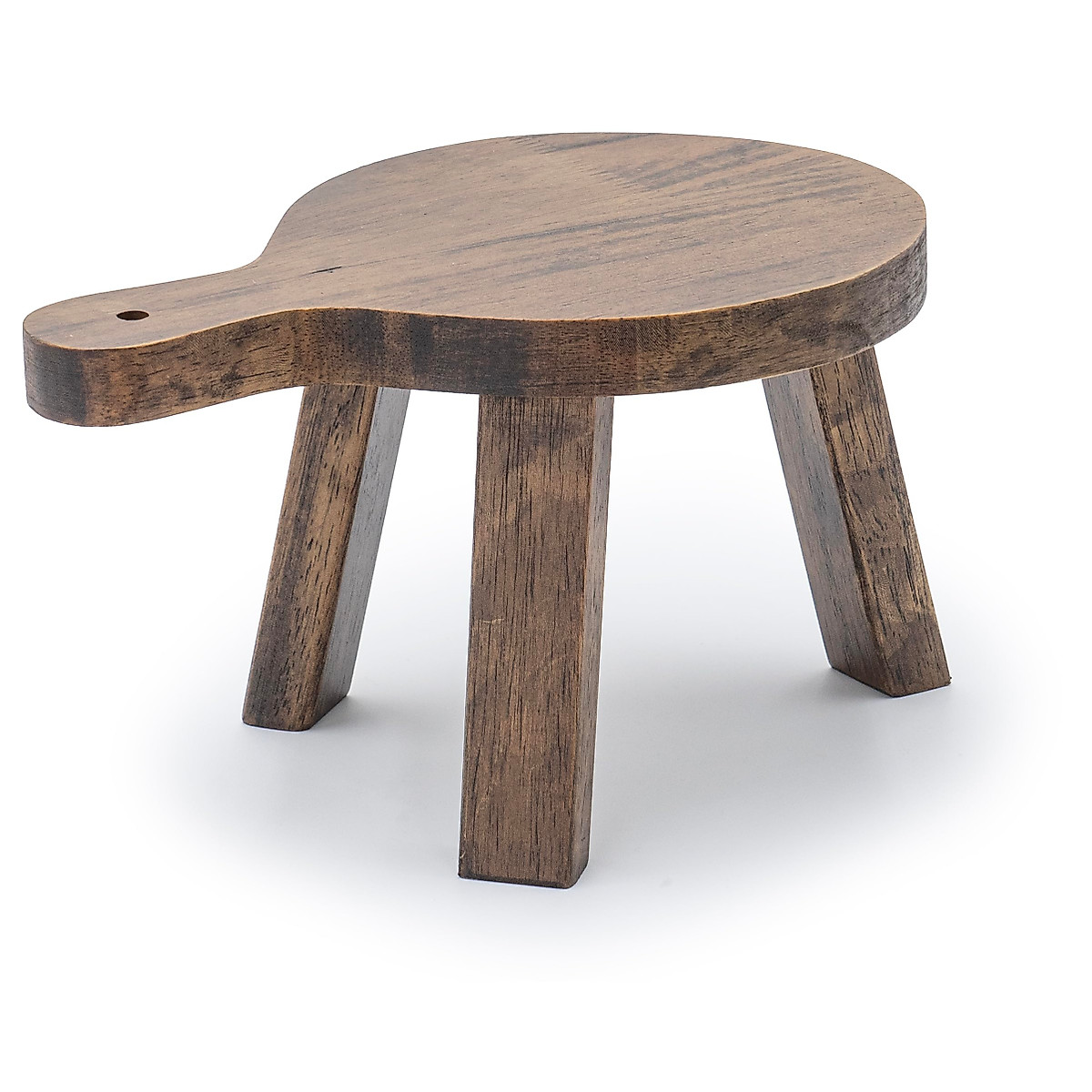 Red Co. 6 inch Tall Mini Round Boho Chic Tabletop Sustainable Rubberwood Stool Display Stand, Casual Country Potted Plant Holder, Brown