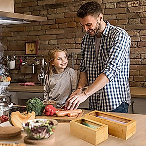 LIBWYS Bamboo Storage Bag Organizer Compatible with Ziploc, Solimo, Glad, Hefty for Gallon, Quart, Sandwich, Snack & Freezer Gallon Variety Size Bag Holder Kitchen Drawer Dispenser