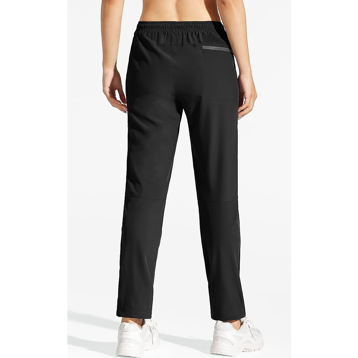 MOCOLY Women's Cargo Hiking Pants Quick Dry Lightweight Outdoor Water Resistant UPF 50+ Long Pants with Zipper Pockets Black L