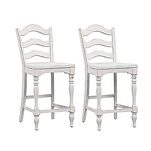 Liberty Furniture INDUSTRIES Magnolia Manor Ladder Back Counter Chair, White