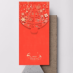 Christmas Money Cards, 10 Pack cash envelopes, Christmas Money Holders for Cash, Checks, or Gift Cards, For Christmas Day/Birthday/Holiday/Party/Spring Festival etc（Red Color7 × 3.4 inch）