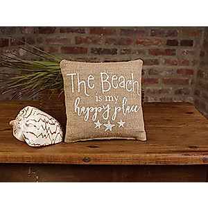 The Country House Collection Small Burlap Pillow (8" x 8") (Beach/Happy Starfish)