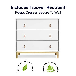 babyGap Legacy 3 Drawer Dresser with Leather Pulls - Greenguard Gold Certified, Bianca White/Natural