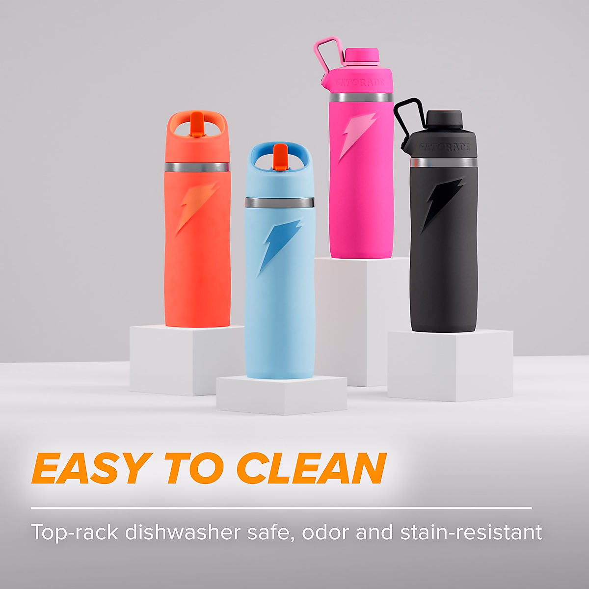 Gatorade Overtime 22 oz Stainless Steel Bottle, Twist Cap, Grey, 24+ Hour Insulation