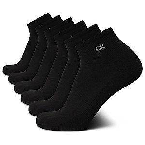 Calvin Klein Men's Socks - Cushioned Above Ankle Athletic Mini-Crew Socks (6 Pack), Size 7-12, Black