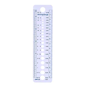 Natudeco US UK Canada Sizes 2-10mm Sewing Ruler Patch Work Ruler Clear Sewing Ruler Plastic Knitting Needle Gauge Ruler Inch cm Sewing Tools for Sewing Measurement