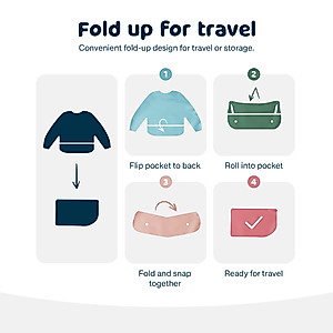 Tiny Twinkle Mess Proof Baby Bib, Cute Full Sleeve Bib Outfit, Waterproof Bibs for Toddlers, Machine Washable, Tug Proof Closure, Baby Smock for Eating, Long Sleeve (Dinosaur, Small 6-24 Months)