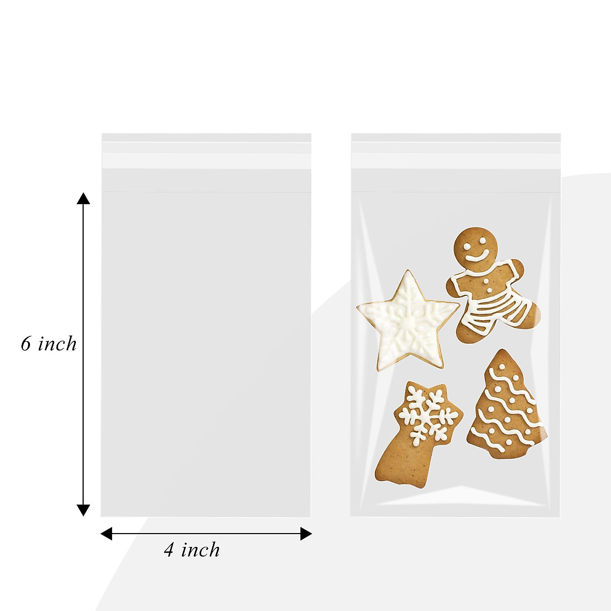 100 Pack 4x6 Cellophane Treat Bags, Small Self Sealing Cellophane T=Bags Clear Plastic Cello Candy Bags for Crafts Gifts, Acid-Free Crystal Clear Sleeves Storage Bags for Photo Prints Mats