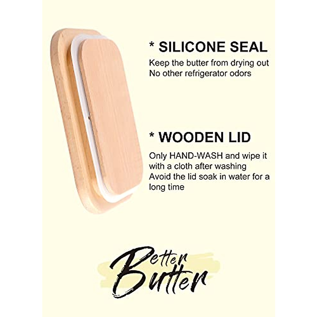 Airtight Better Dish with Lid for Countertop, Large Butter Dish with Cover, Porcelain Butter Keeper for East West Coast Butter and 8oz Butter, White - Better Butter