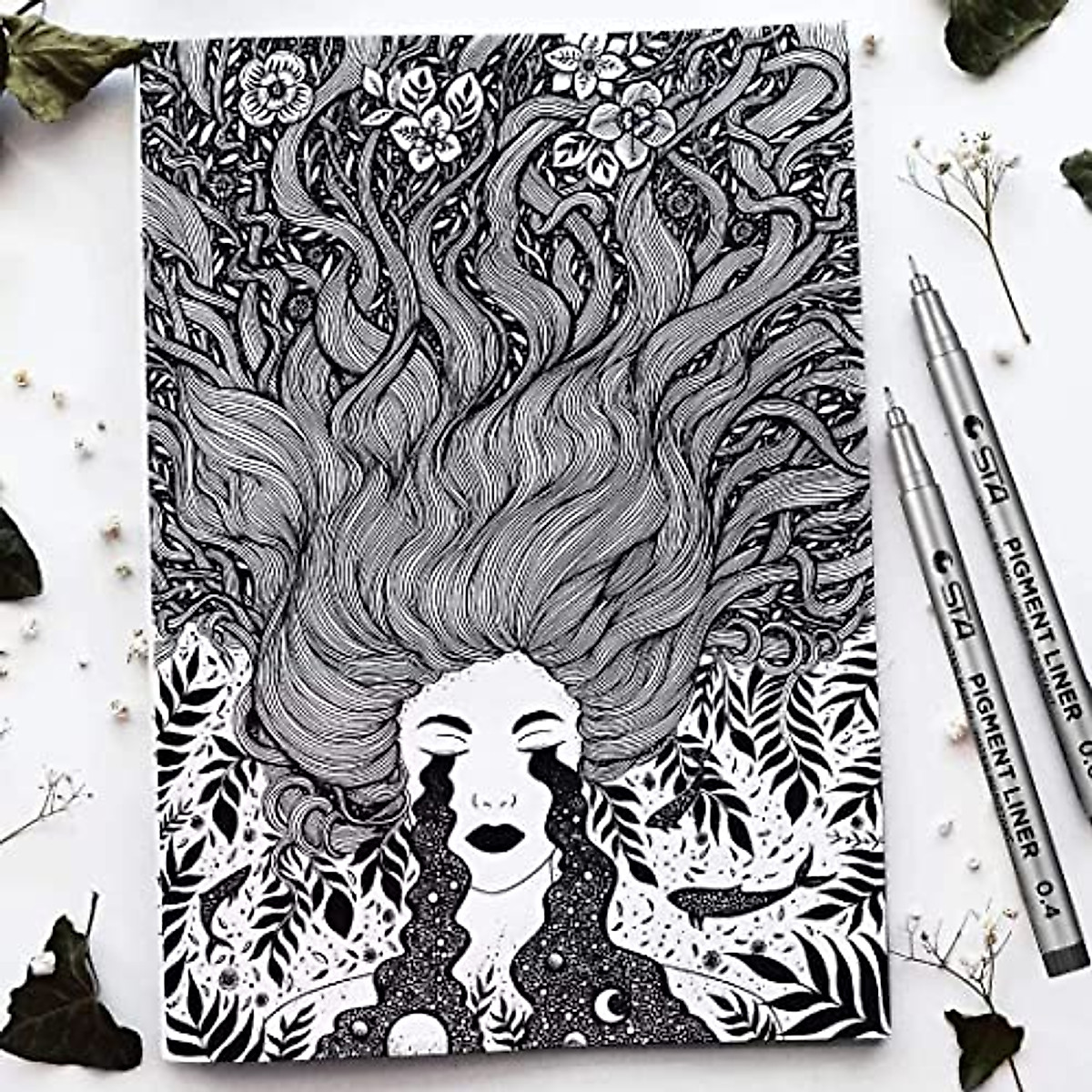 MISULOVE Micro-Pen Fineliner Ink Pens - Precision Multiliner Fine Point Drawing Pens for Artist Illustration, Sketching, Technical Drawing, Manga, Bullet Journaling, Scrapbooking(9 Size/Black)