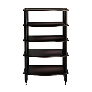 Pangea Audio Vulcan Rack and Glide Feet Bundle Espresso Five Shelf Audio Rack Media Stand Components Cabinet and Feet Set of 4