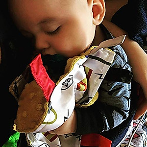 Lovey Chew Blanket Crinkle Toy Tag Square Sensory by Baby Jack (Wizard)