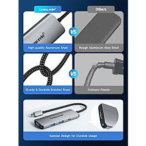 USB C Hub 4K 120Hz, Lemorele USB-C Multiport Adapter 5-in-1 w/HDMI 8K@30Hz, 100W PD, 2 USB 3.0, USB C 3.0 Data Port for MacBook Pro/Air M1, iPad Pro/Air M1/Mini, Surface Pro, XPS, Game Devices