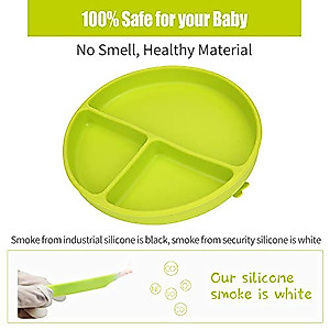 KingKam Baby Plate Bowl - Silicone Mini Mat - Super Suction Placemat Bowl with 2 Spoons for Self Feeding, 100% Safe Silicone, Dishwasher and Microwave Safe