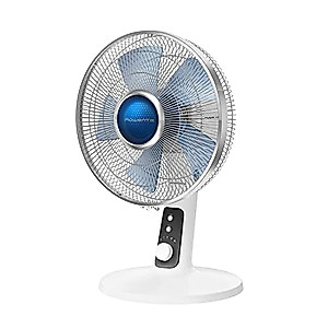 Rowenta Turbo Silence Table Fan 12 Inches Ultra Quiet Fan Oscillating, Portable, 4 Speeds, Manual Turn Dial, Indoor VU2730