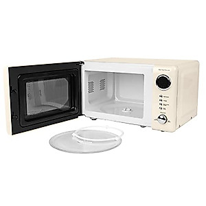 Nostalgia Retro Compact Countertop Microwave Oven 0.7 Cu. Ft. 700-Watts with LED Digital Display, Child Lock, Easy Clean Interior, Cream