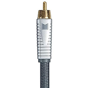 Monolith RCA Cable - Silver - 3 Feet Chord, 24K Gold Plated Connectors, AL foil, OFC Copper Braided Shield