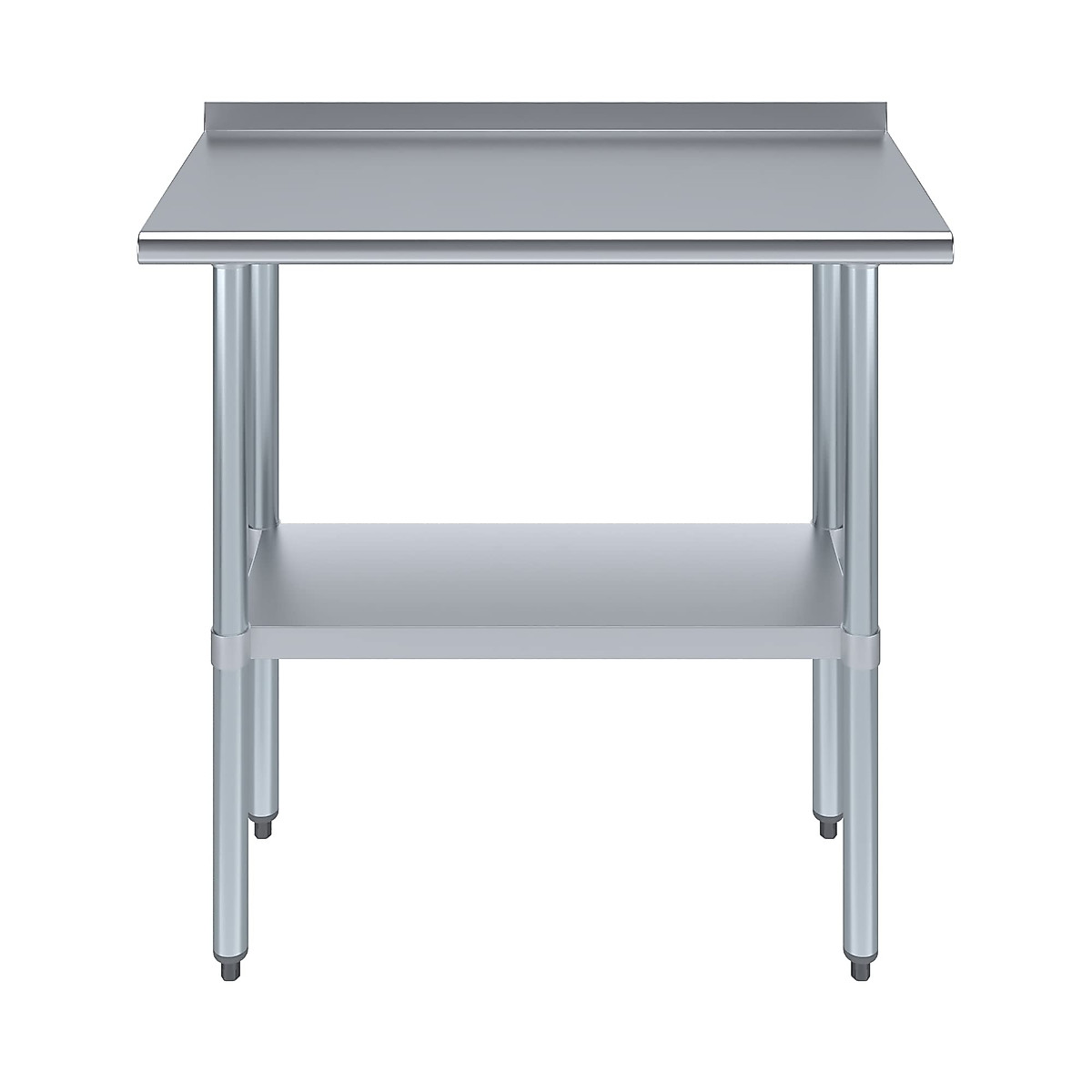 AmGood 36" Long x 18" Deep Stainless Steel Work Table with 1.5" Backsplash | Metal Kitchen Food Prep Table | NSF