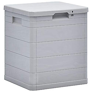 Tidyard Garden Storage Deck Box Plastic 23.8 Gal Lockable Garden Container Cabinet Toolbox for Patio, Lawn, Poolside, Backyard Outdoor Furniture Light Gray 16.7 x 17.3 x 19.7 Inches (W x D x H)