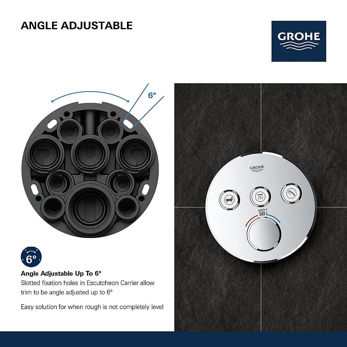 GROHE 29138EN0 Grohtherm Triple-Function Shower Thermostatic Valve Trim Kit, Brushed Nickel Infinity Finish