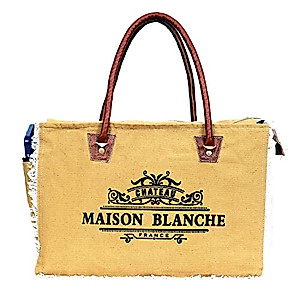 CLA Upcycled Canvas & Leather Handbag, Cowhide Leather and Canvas Bag, canvas Handbag for women, Canvas Tote Bag, Canvas Tote Bags for women