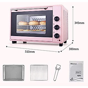 40L Oven,Adjustable Temperature 0-230℃ and 60 Minutes Timer Five-Layer Baking Position Multi-Function Electric Oven Kitchen Convection Oven (Blue) (Pink)