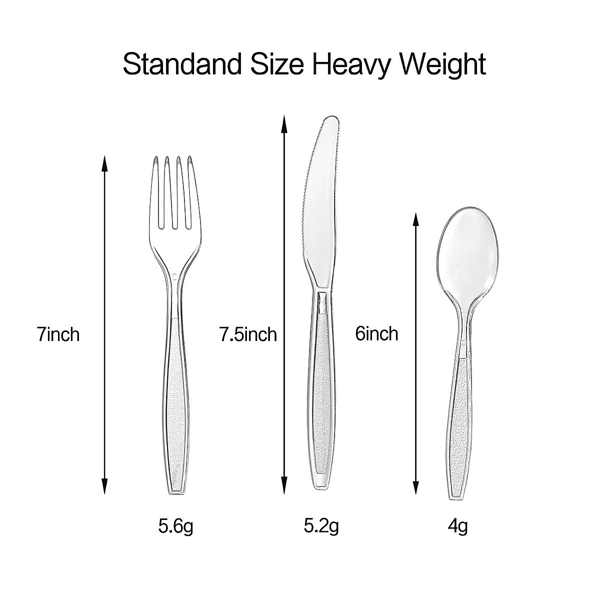 Cutlery Set Plastic Utensils Clear Forks Spoons Knives Disposable Silverware Heavyweight [300 Combo Box]