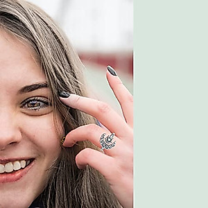 oGoodsunj Fidget Spinner Rings for Women Sterling Silver Moon Star Lotus Ring Stress Relieving Calm Ring Jewelry Gifts for Daughter (Celtic Moon Star)