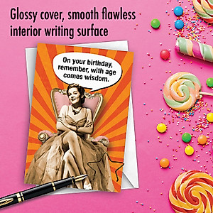NobleWorks - Funny Birthday Greeting Card with 5 x 7 Inch Envelope (1 Card) Bday Woman Age Wisdom C8150BDG