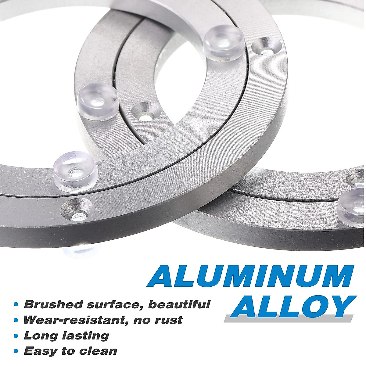 Hicarer 3 Pack 5.5 Inch Lazy Susan Bearing Hardware Turntable Heavy Duty Aluminum Small Lazy Susan Rotating Turntable Kitchen Base Turn Rotary Bearing Swivel Plate for Heavy Loads
