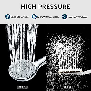 DOILIESE Shower Heads with Handheld Spray 5-Mode,Anti-clog Nozzles Shower Heads High Pressure,Hand Held Shower Head with Long Hose 60inch Chrome