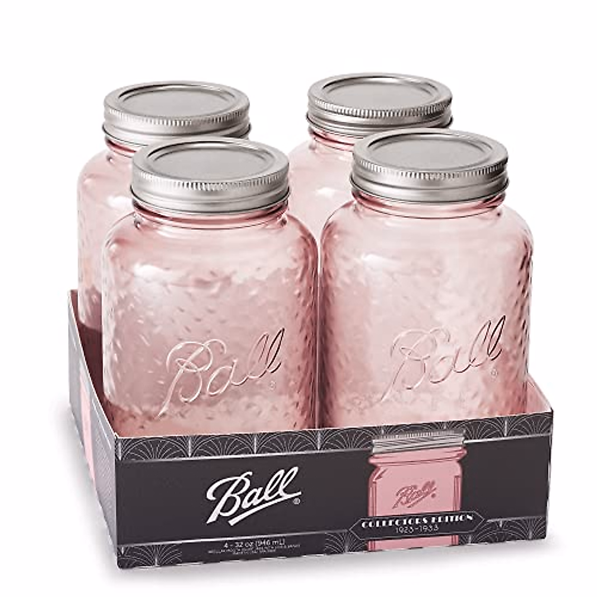 Ball Jar Rose Vintage Regular Mouth Pint Canning Jars, 4 Pack